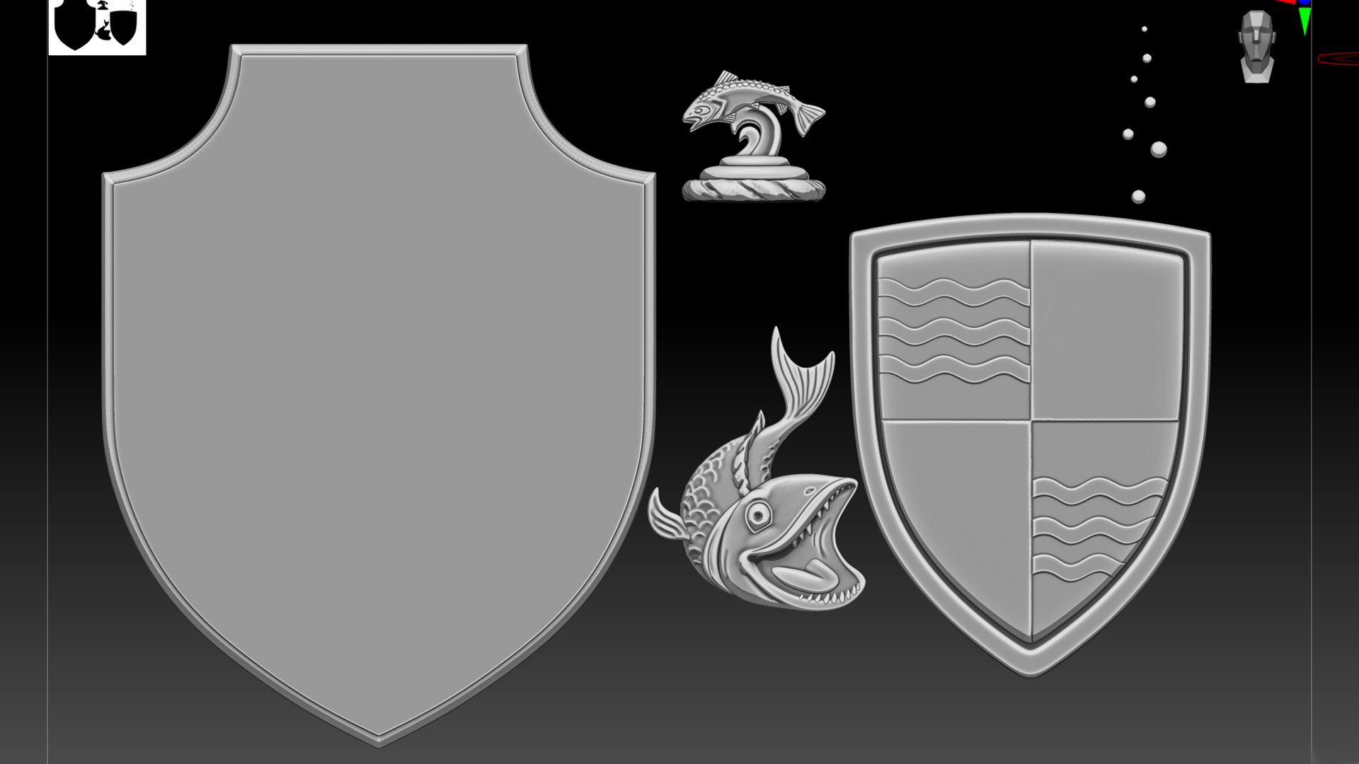 Heraldic Shield With Fish Model - TurboSquid 2376470