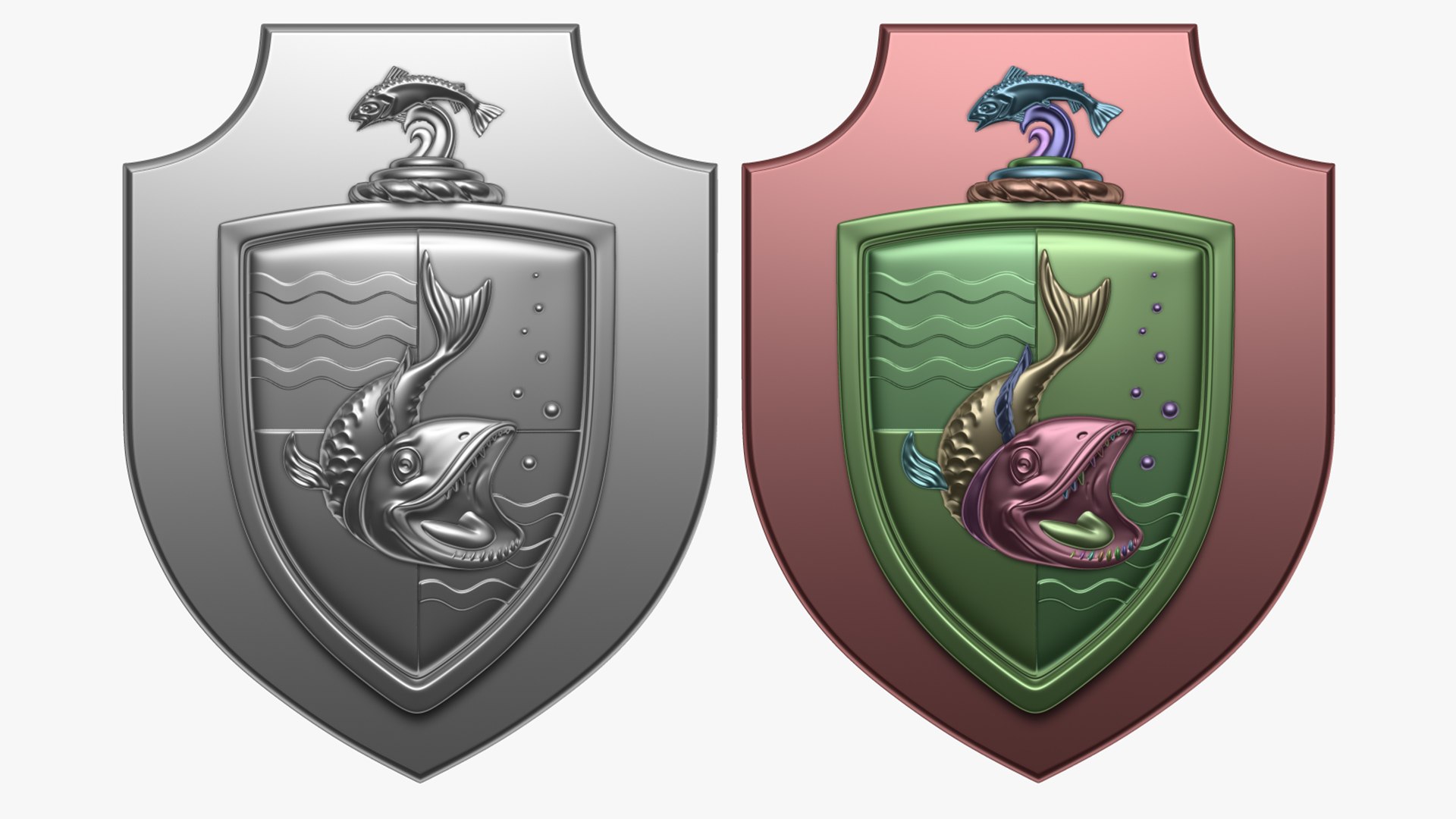 Heraldic Shield With Fish Model - TurboSquid 2376470
