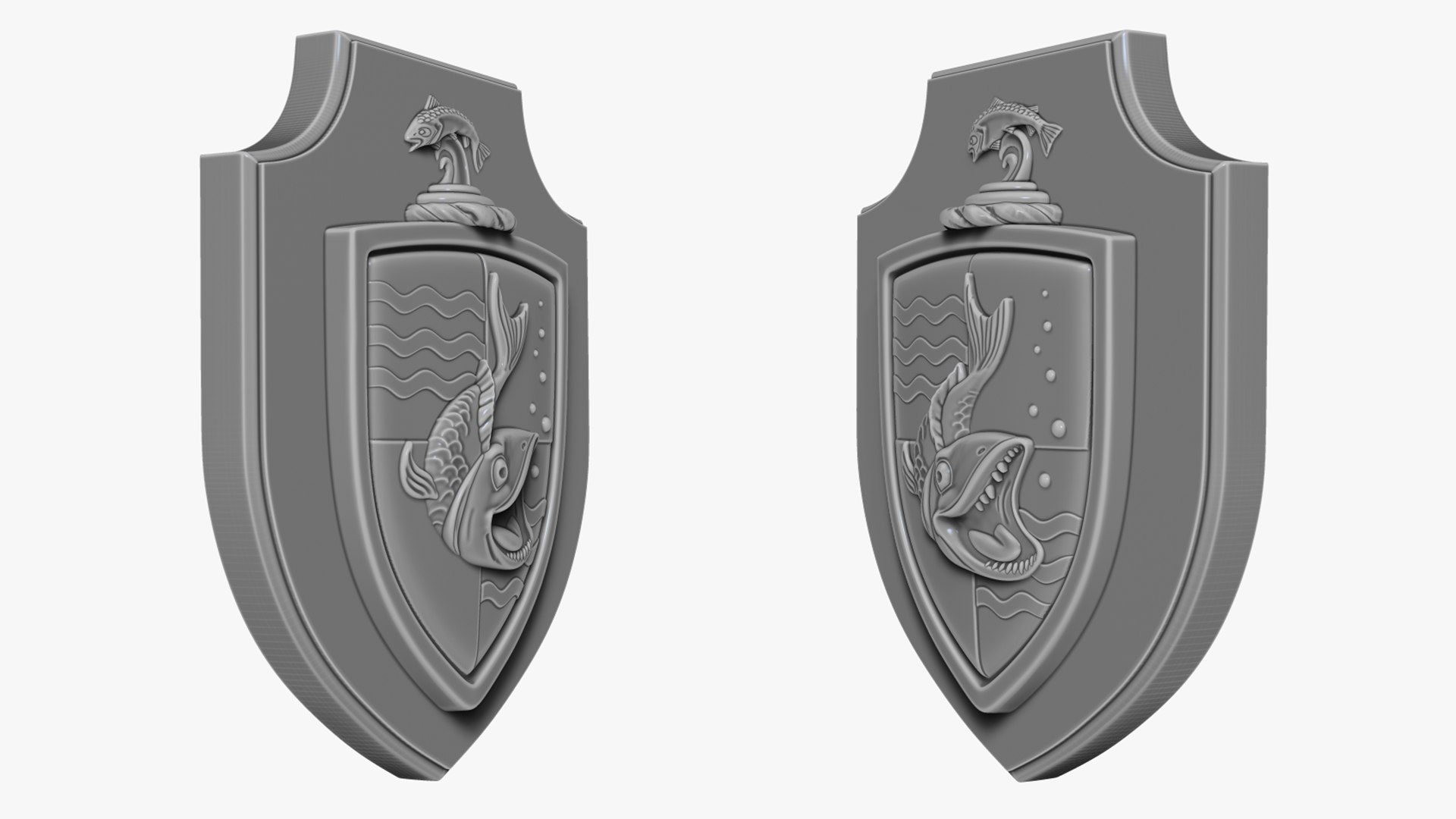 Heraldic Shield With Fish Model - TurboSquid 2376470