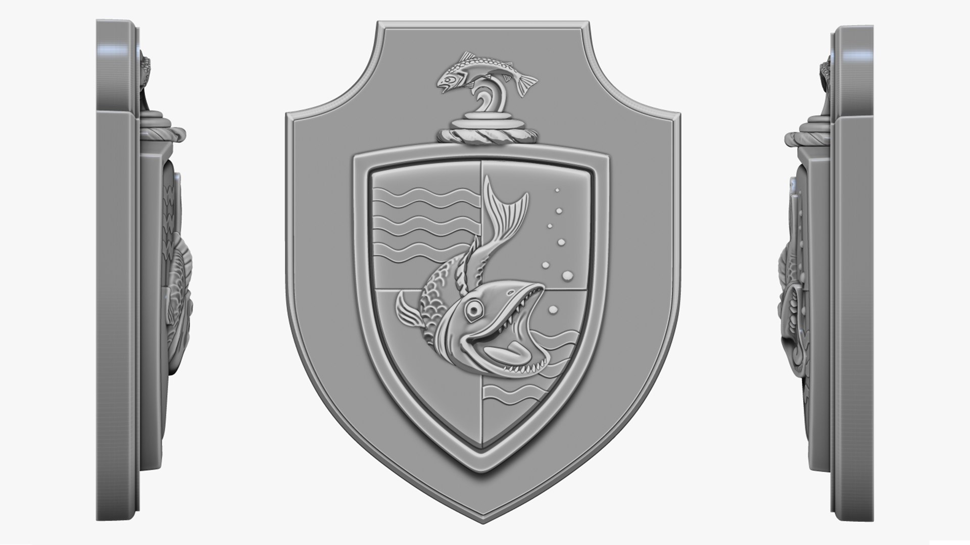 Heraldic Shield With Fish Model - TurboSquid 2376470