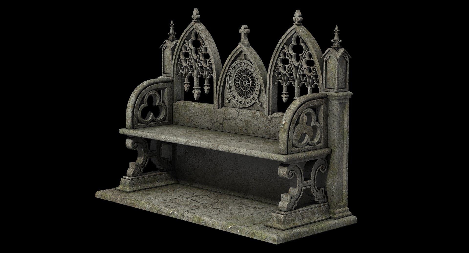 Gothic Bench 3d Model