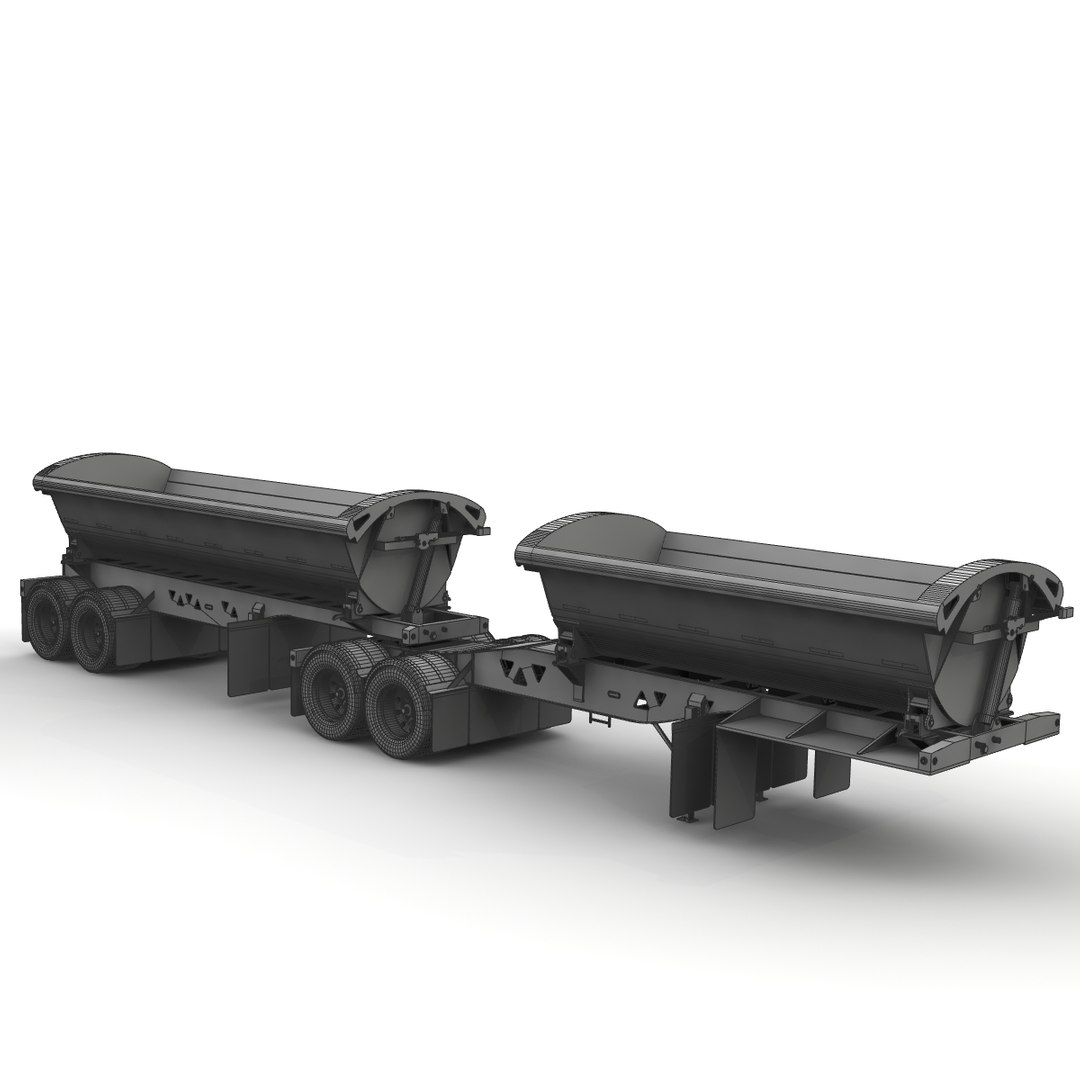3d Model Trailers B-train Midland Tw2500
