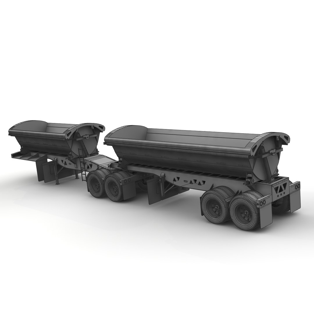 3d Model Trailers B-train Midland Tw2500