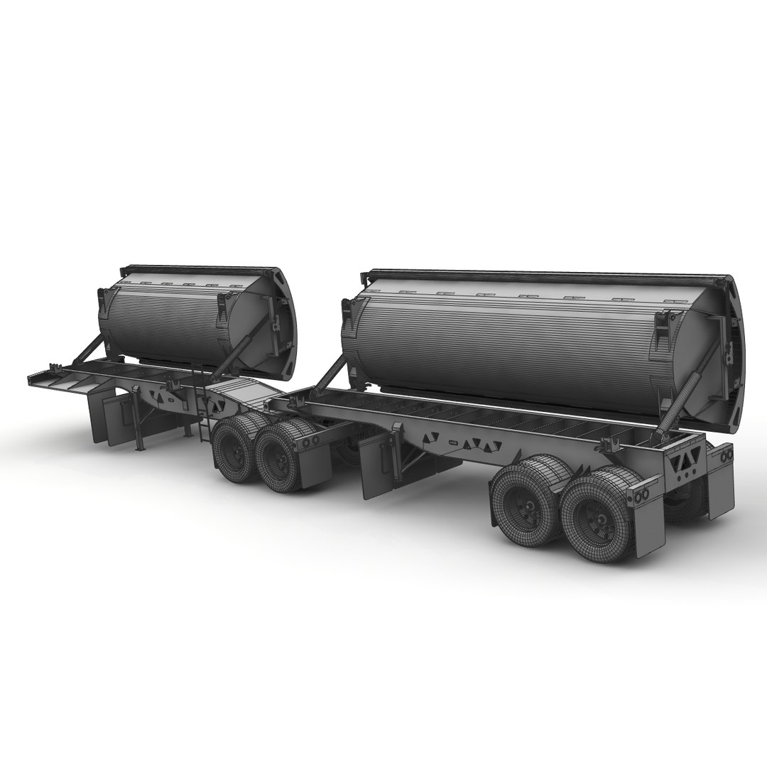 3d Model Trailers B-train Midland Tw2500