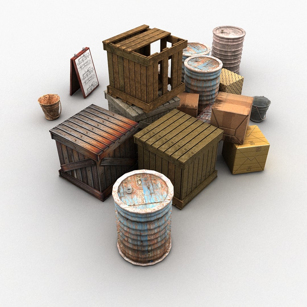 Junk Wood Crate 3d Obj