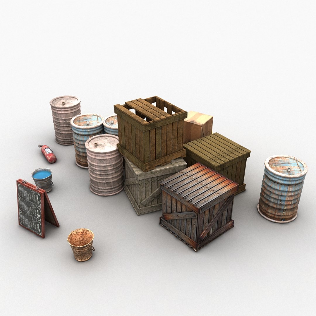 Junk Wood Crate 3d Obj