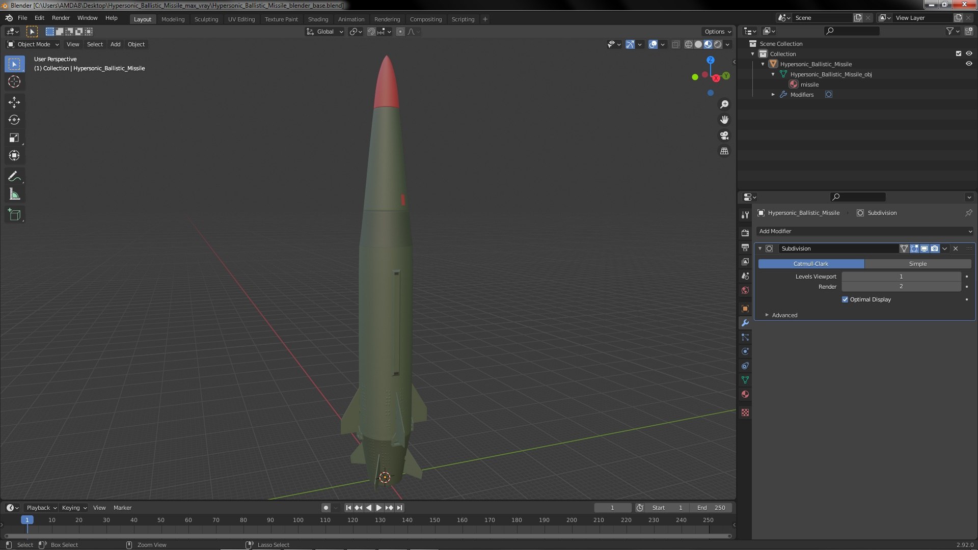 Hypersonic Ballistic Missile 3D model - TurboSquid 1912225