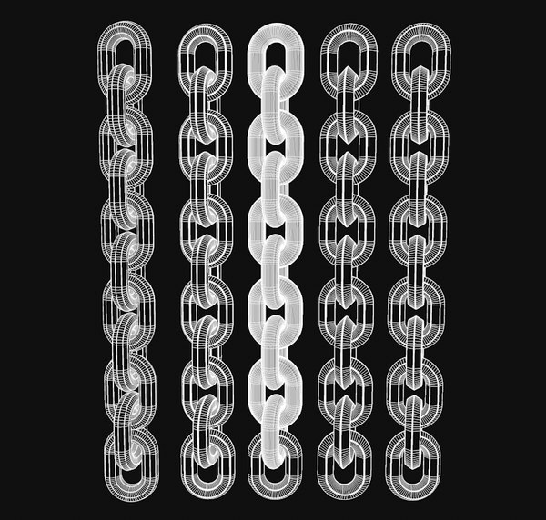 5 big chains realistic 3d model