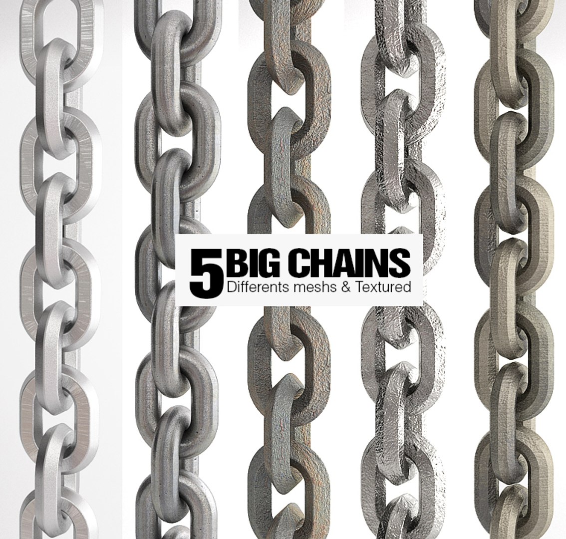 5 Big Chains Realistic 3d Model