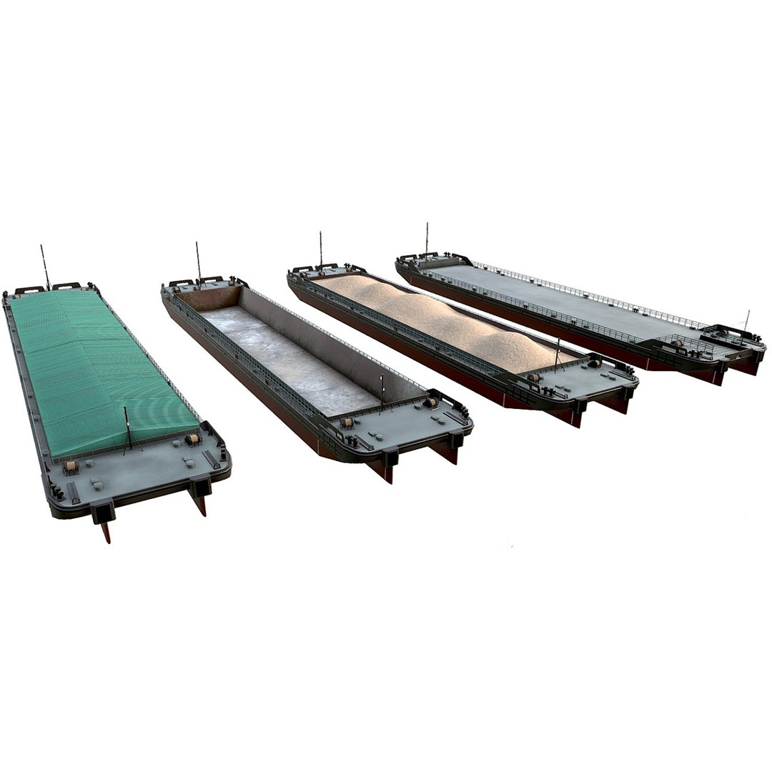 3D 4 Types Barge - TurboSquid 1475539