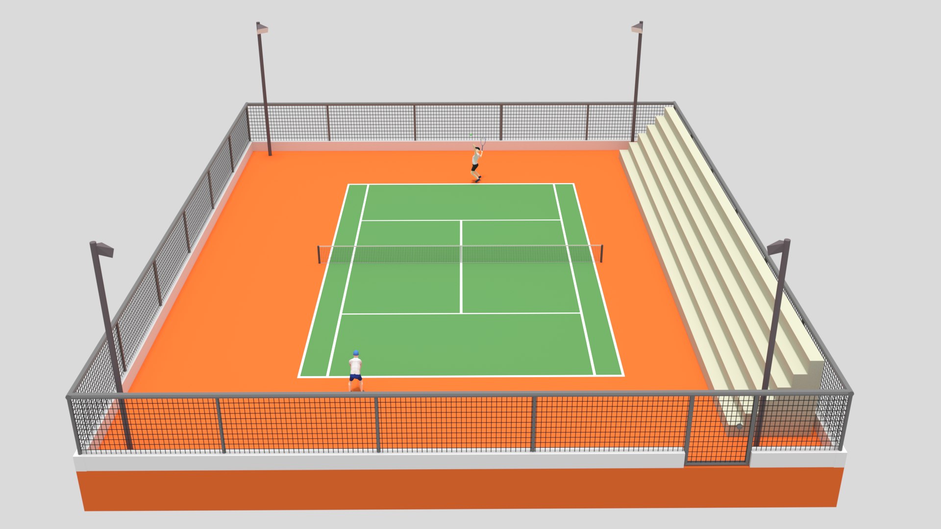 3D Cartoon Tennis Court Scene - TurboSquid 1458055
