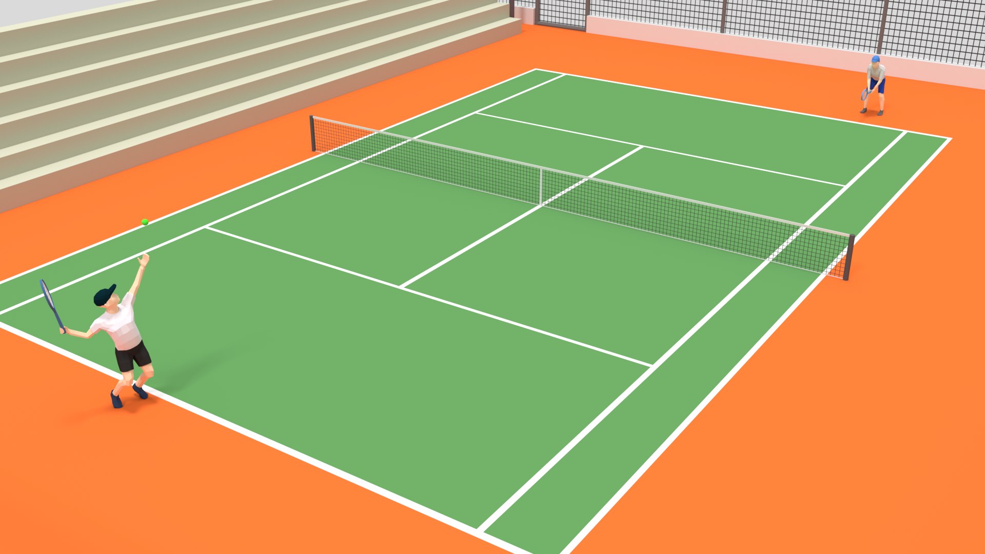 3D Cartoon Tennis Court Scene - TurboSquid 1458055