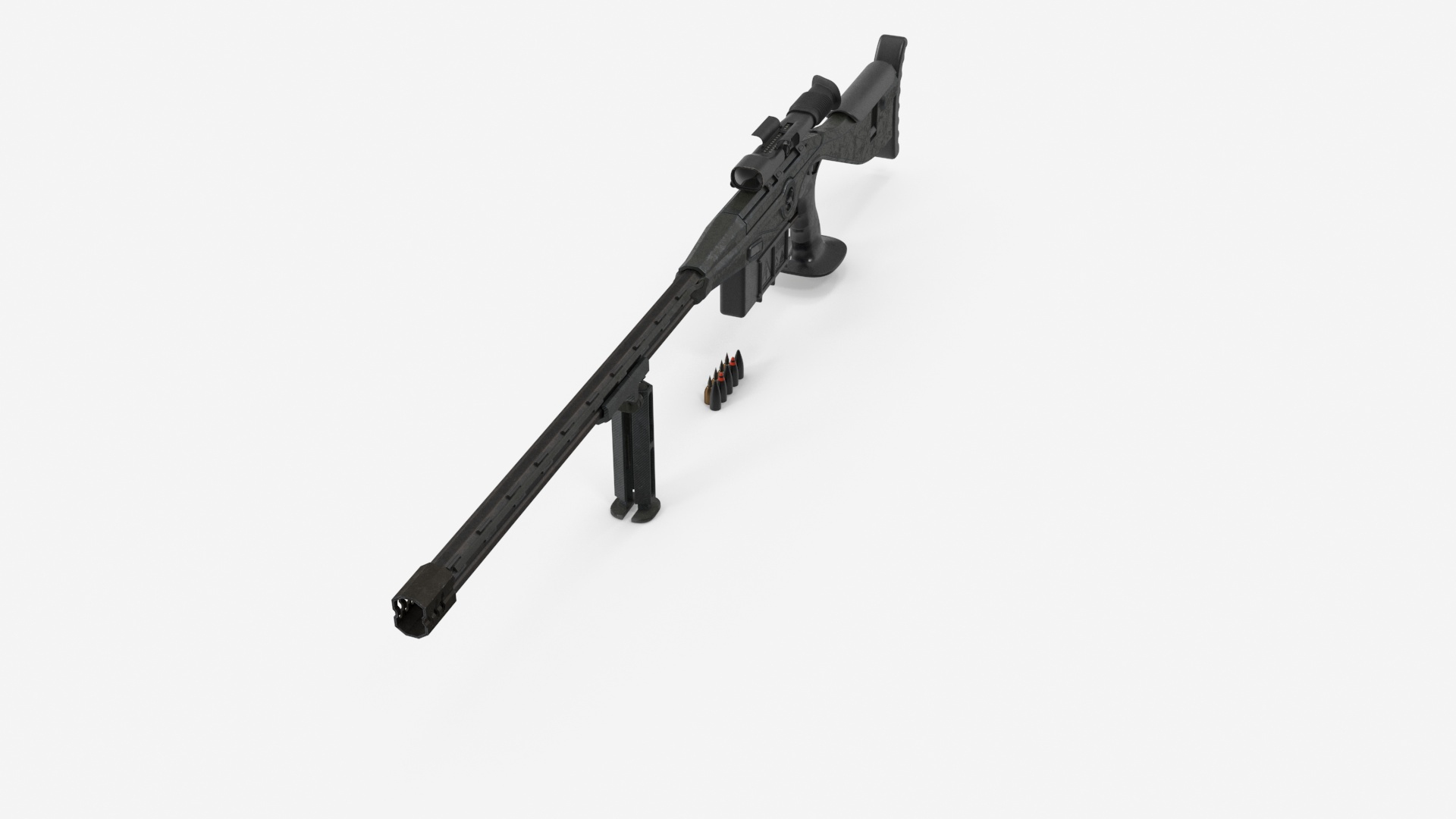 Futuristic Sniper Rifle With Bullets 3D Model - TurboSquid 2198737