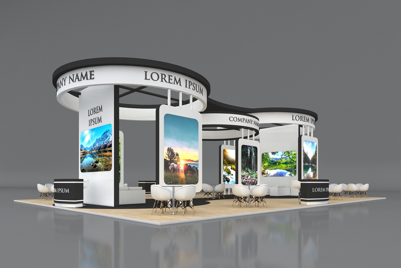 Stand Booth Stall Exhibition 12x16m Height 500cm 4 Side Open 3D ...