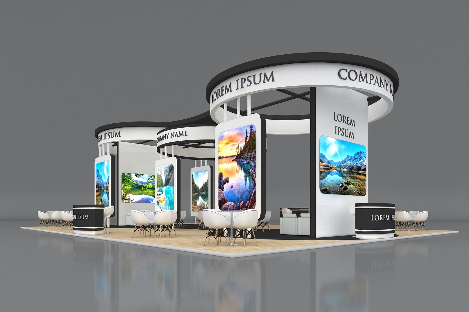 Stand Booth Stall Exhibition 12x16m Height 500cm 4 Side Open 3D ...
