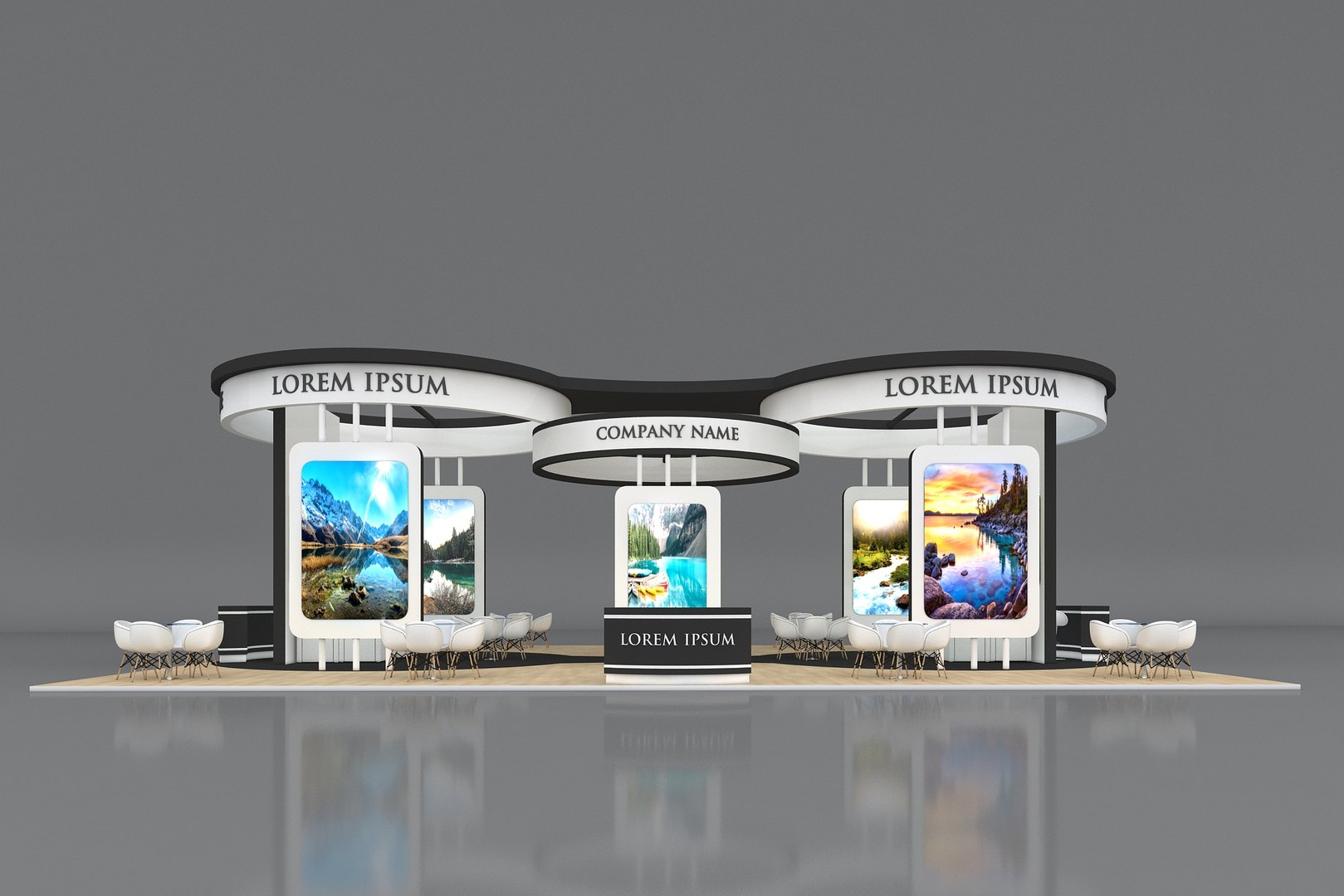 Stand Booth Stall Exhibition 12x16m Height 500cm 4 Side Open 3D ...