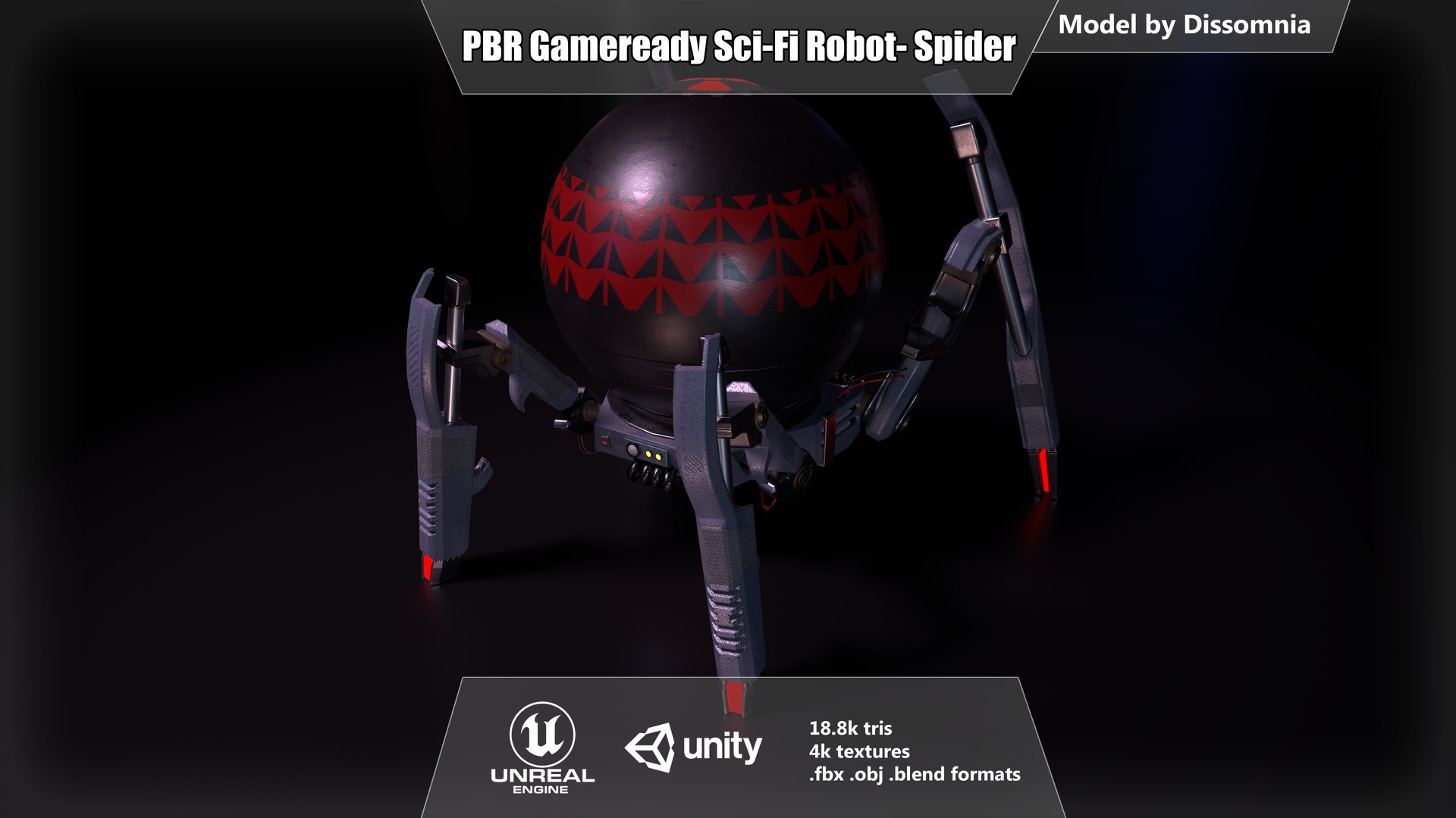 3D Model Gameready PBR Sci-Fi Spider-Robot Low-poly 3D Model ...