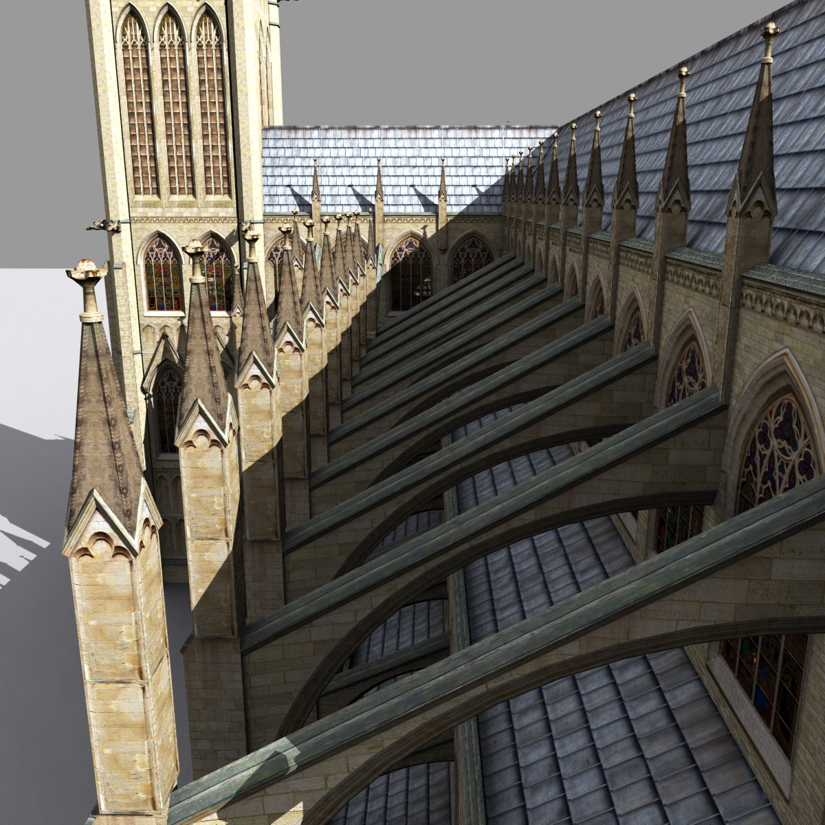 medieval cathedral gothic 3d model
