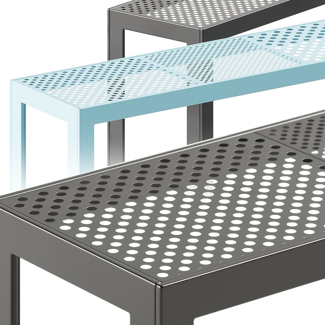 3D Areal Bank Bench Wooden and Metal by Nola Industrier model ...