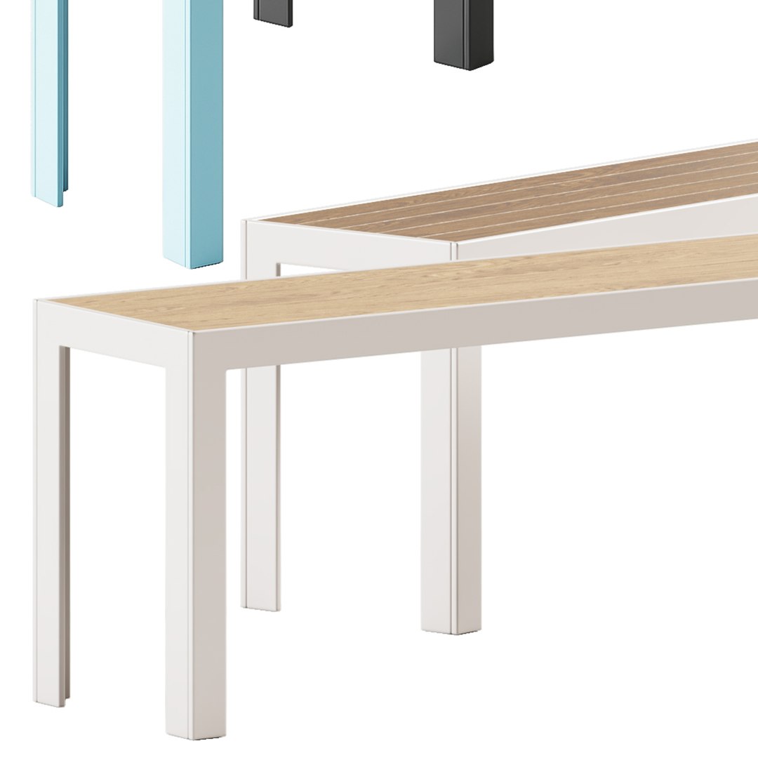 3D Areal Bank Bench Wooden and Metal by Nola Industrier model ...