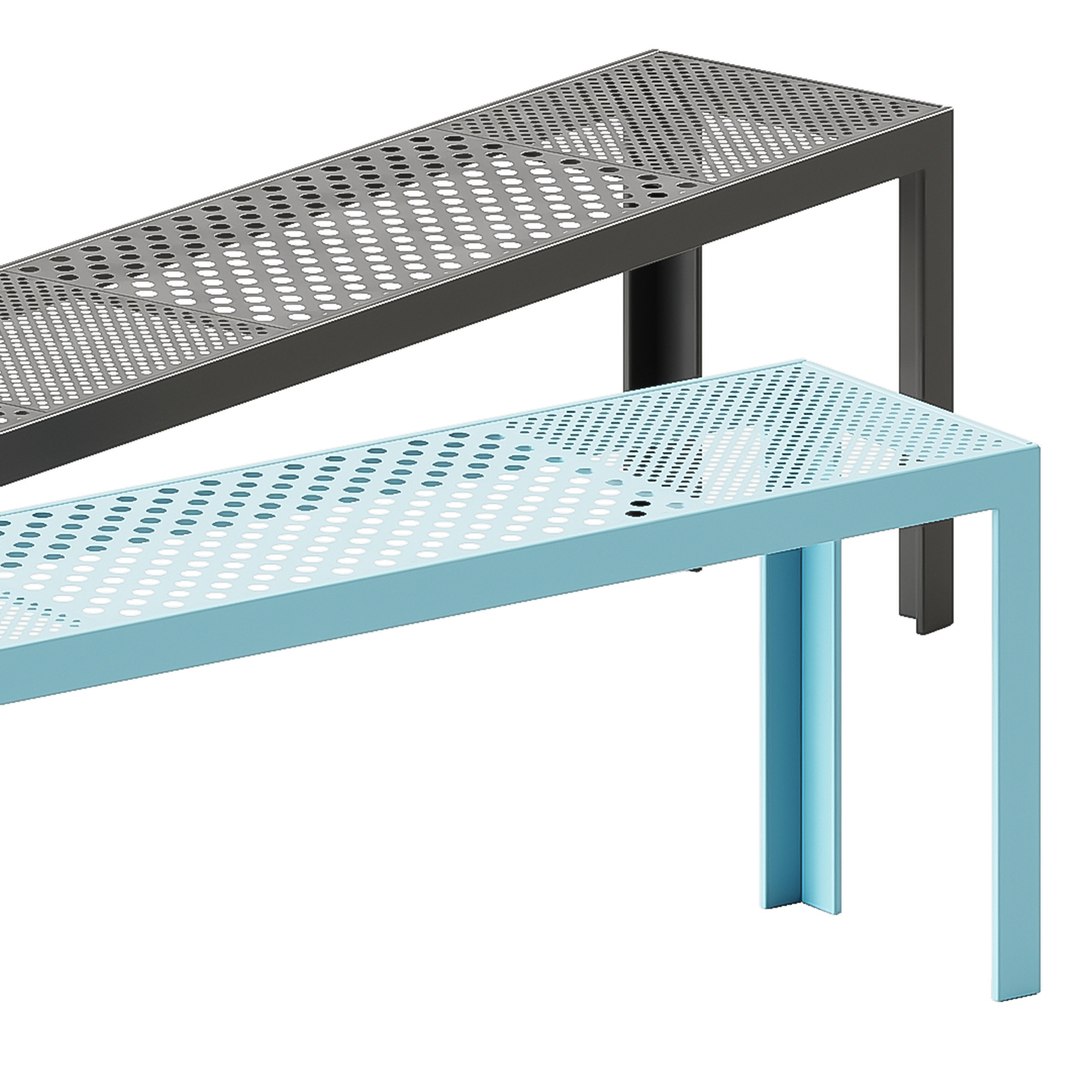 3D Areal Bank Bench Wooden and Metal by Nola Industrier model ...