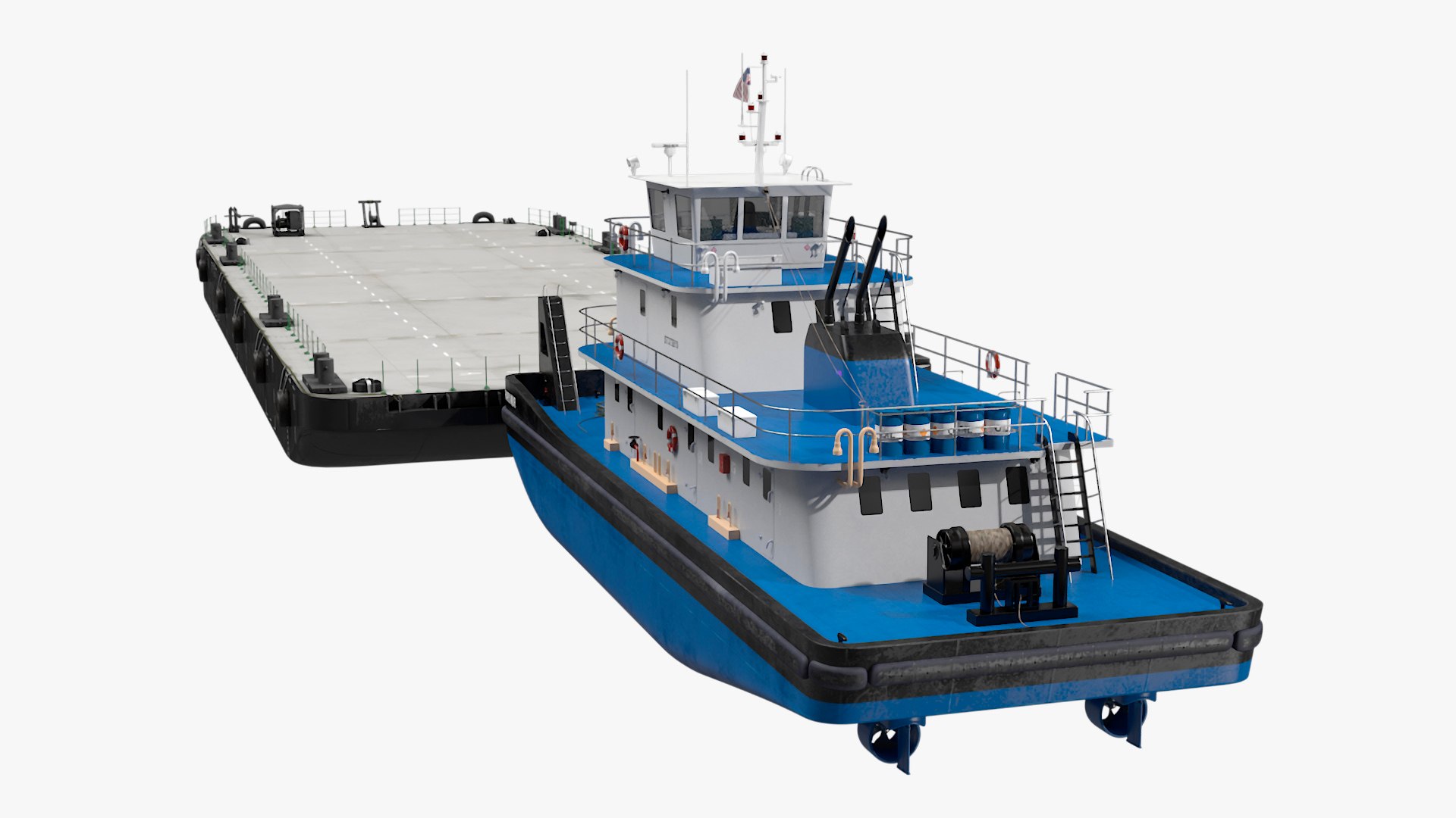 3D Push Boat Ship With Pontoon Barge Model - TurboSquid 2348779