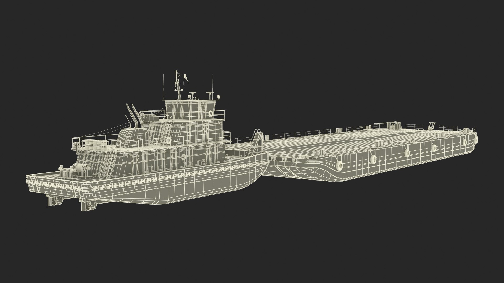 3D Push Boat Ship With Pontoon Barge Model - TurboSquid 2348779