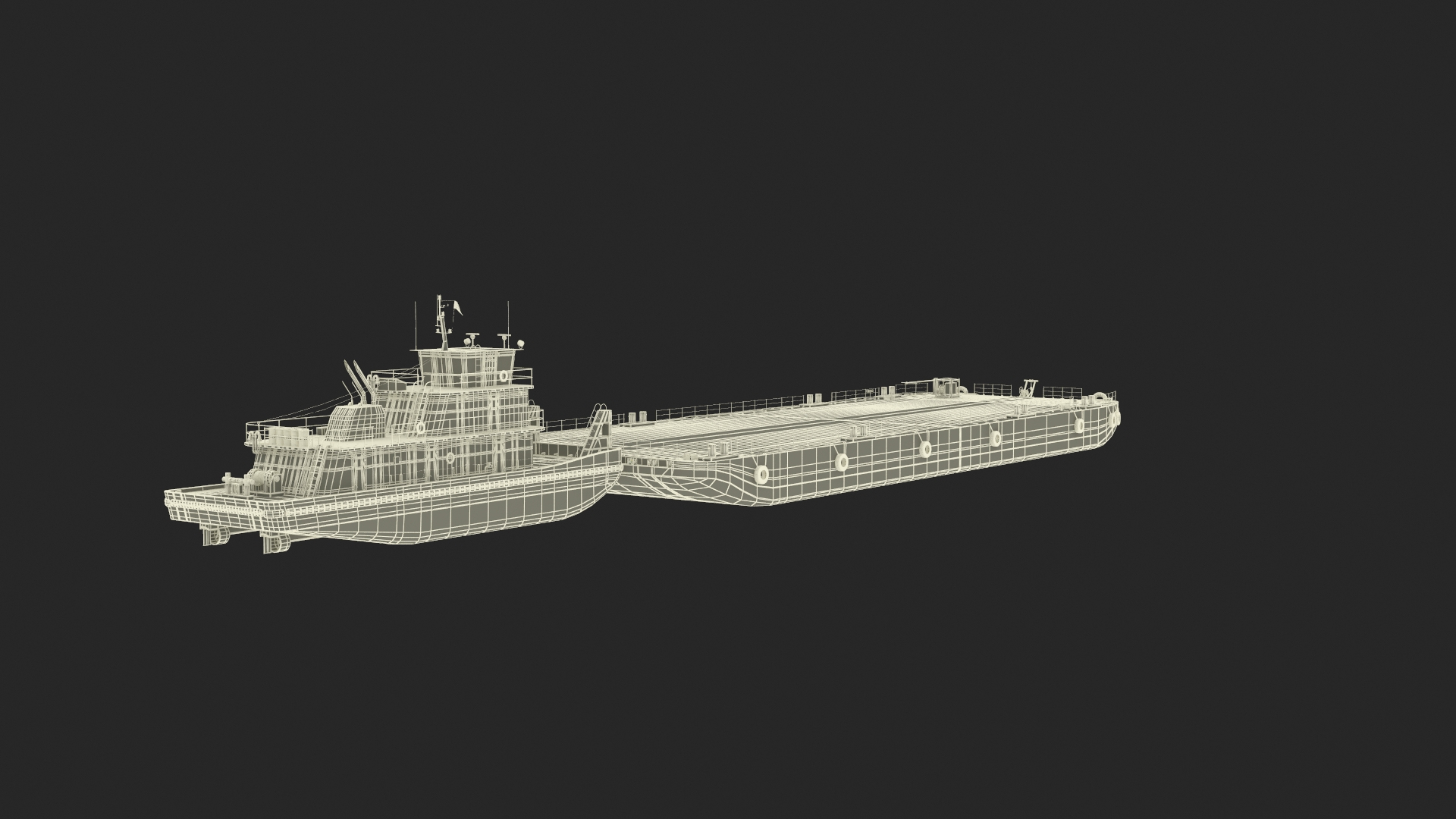 3D Push Boat Ship With Pontoon Barge Model - TurboSquid 2348779