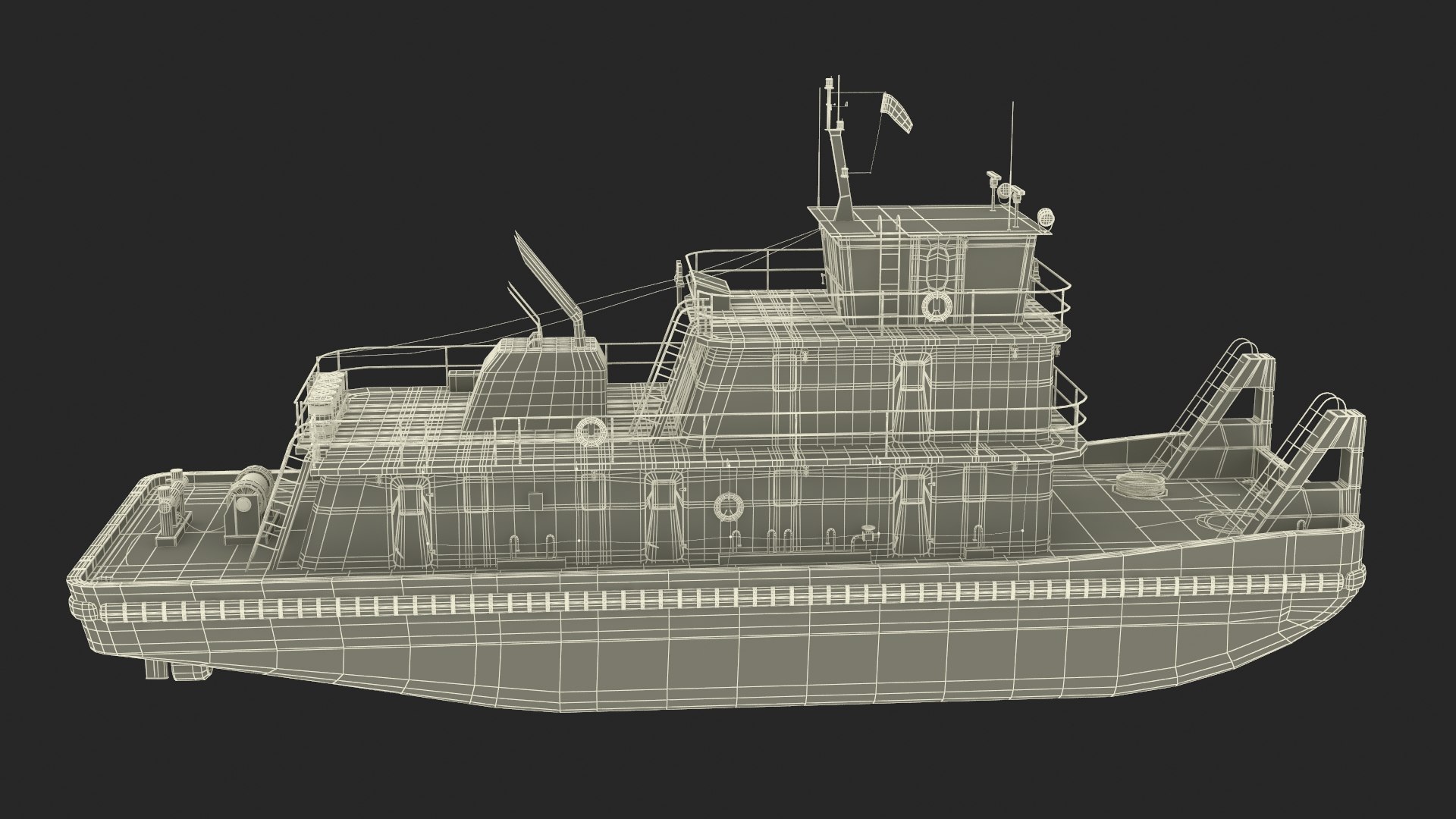 3D Push Boat Ship With Pontoon Barge Model - TurboSquid 2348779