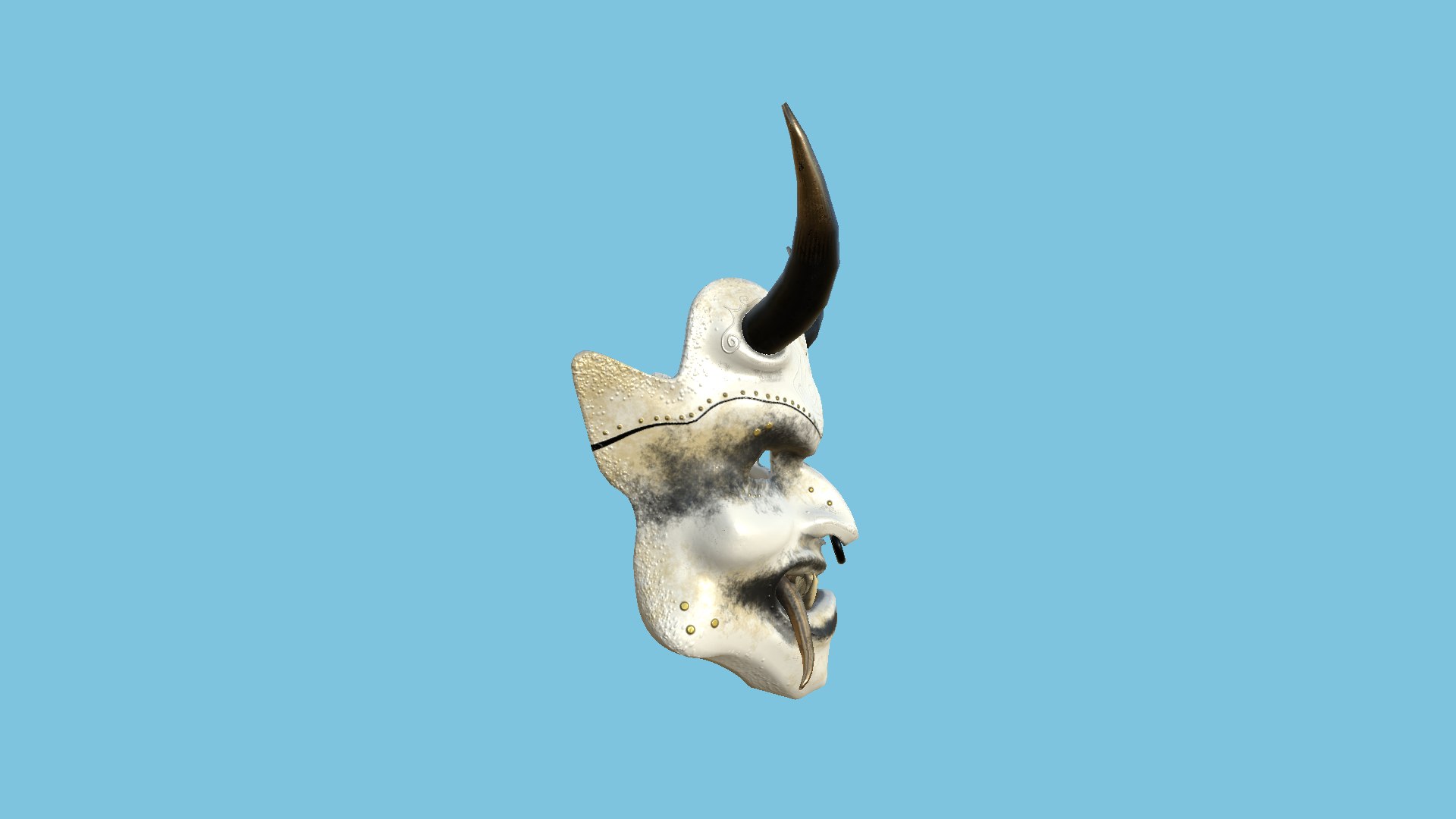 Oni Mask 07 White Full - Hannya Fantasy Character Design 3D Model ...