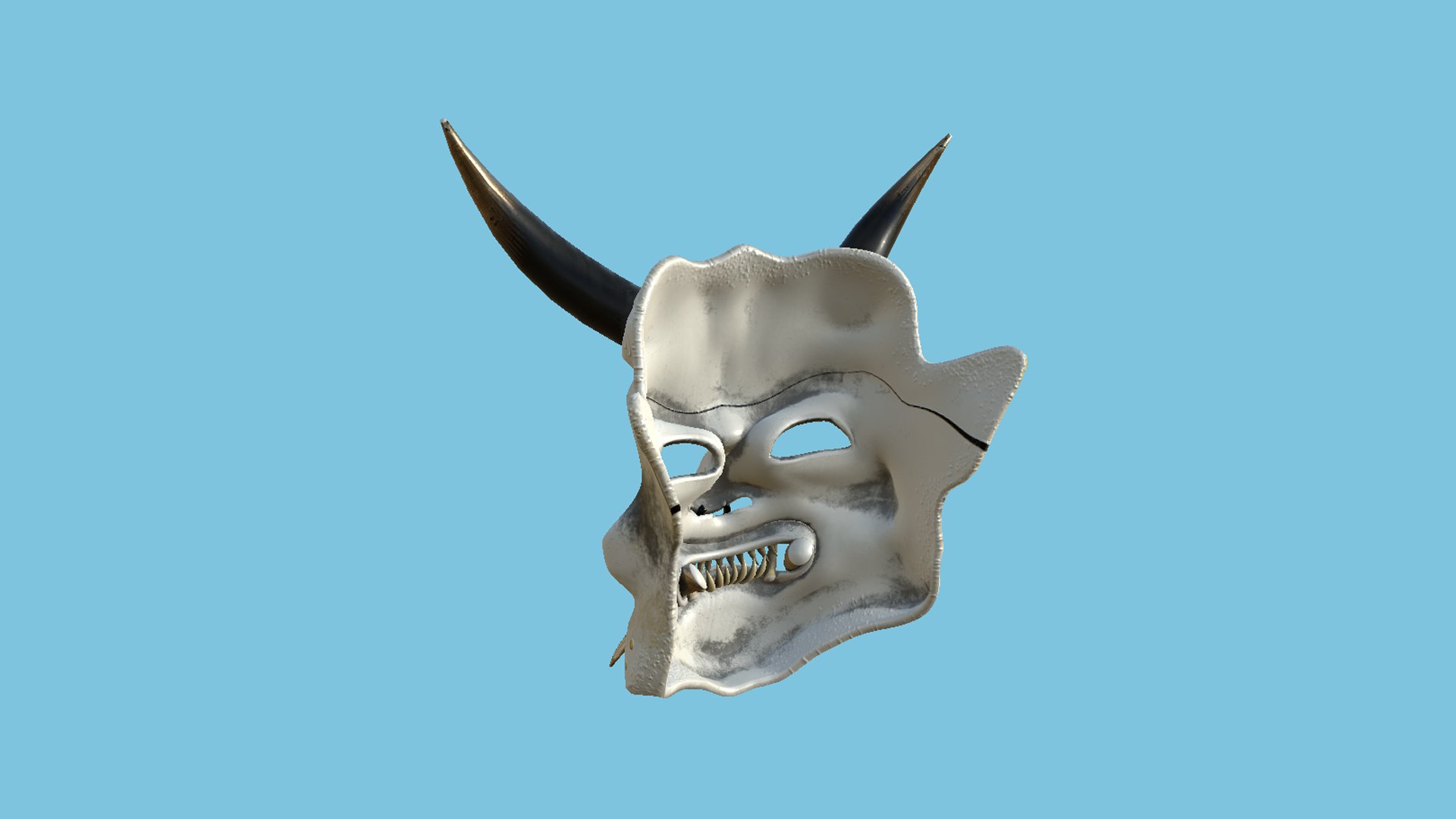 Oni Mask 07 White Full - Hannya Fantasy Character Design 3D Model ...