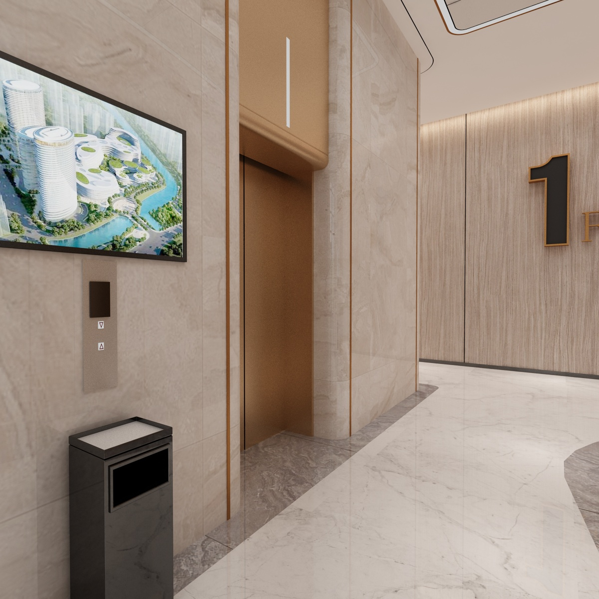 3D elevator lobby hall model - TurboSquid 1704177