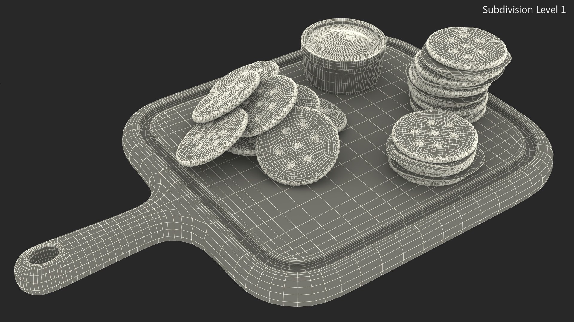 3D Round Crackers With Sausage - TurboSquid 2385193