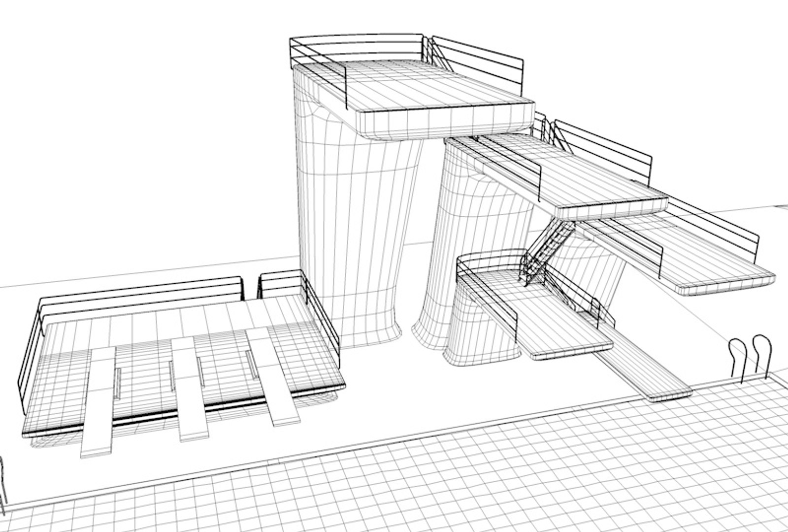 3d dive towers pool