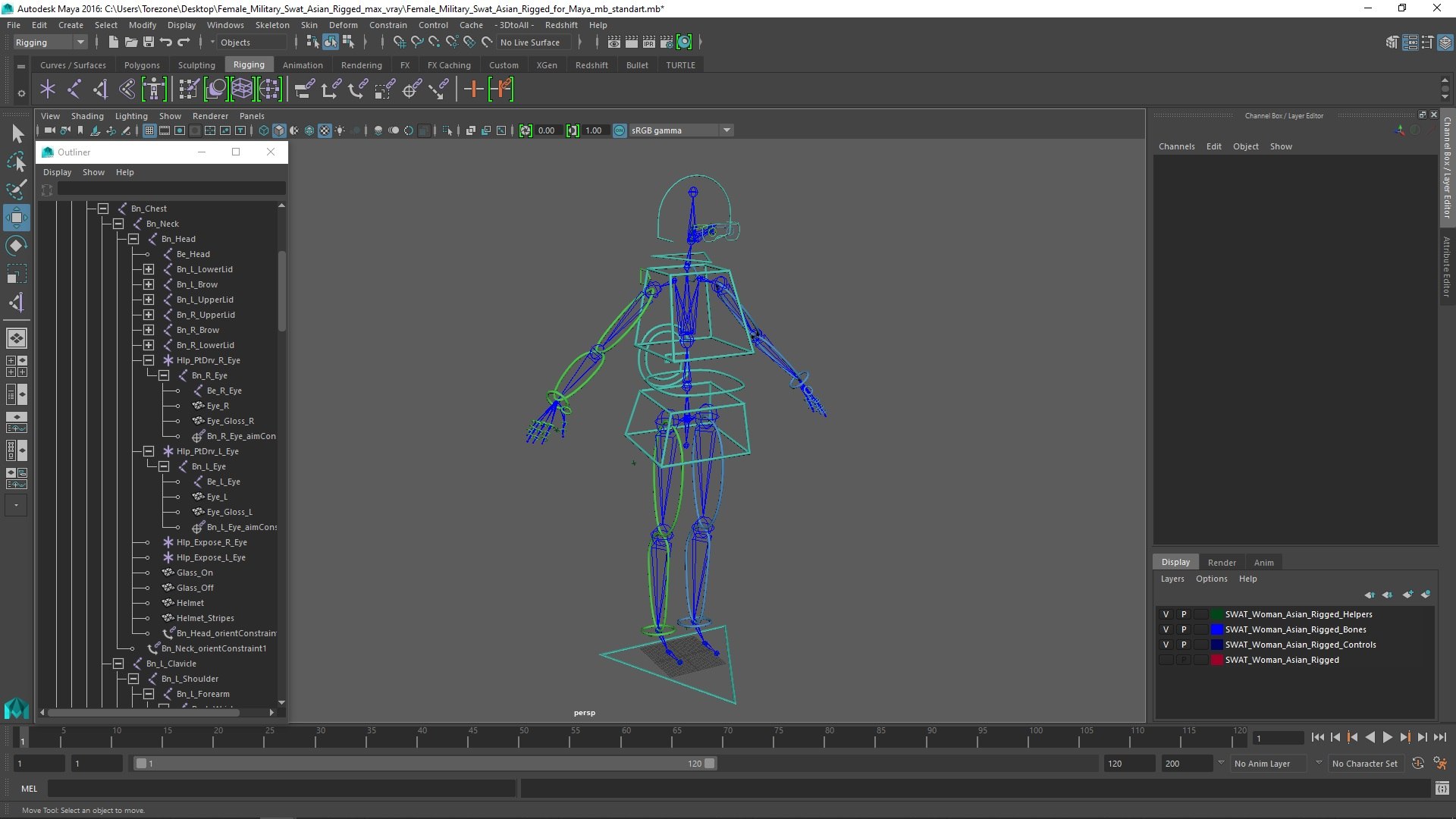 3D Female Military Swat Asian Rigged For Maya - TurboSquid 2296467