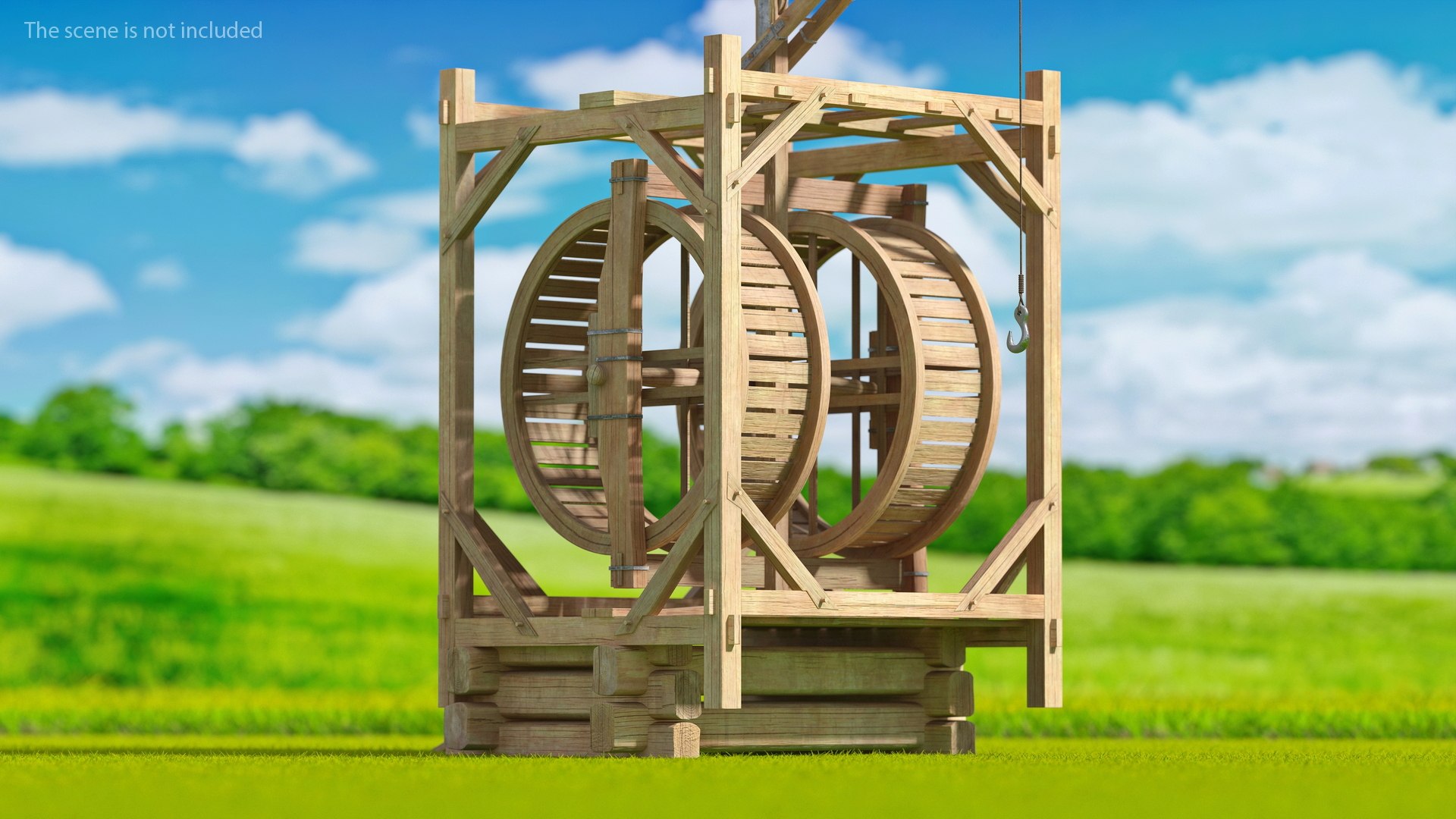 3D Medieval Mechanical Crane Model - TurboSquid 2027733