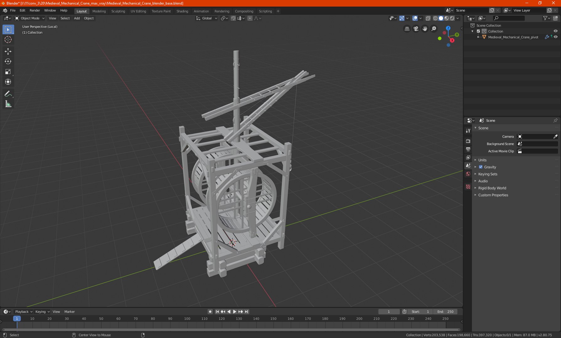3D Medieval Mechanical Crane Model - TurboSquid 2027733