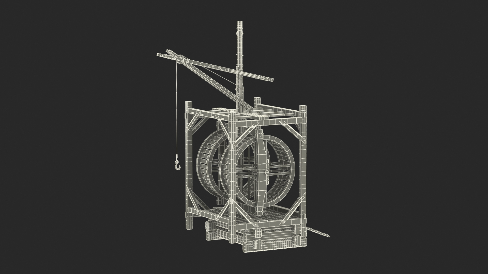 3D Medieval Mechanical Crane Model - TurboSquid 2027733