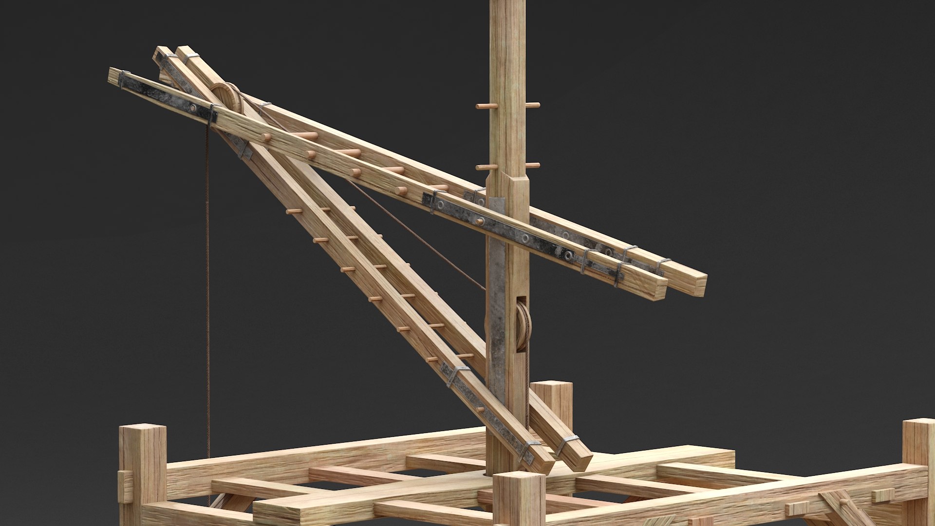 3D Medieval Mechanical Crane Model - TurboSquid 2027733