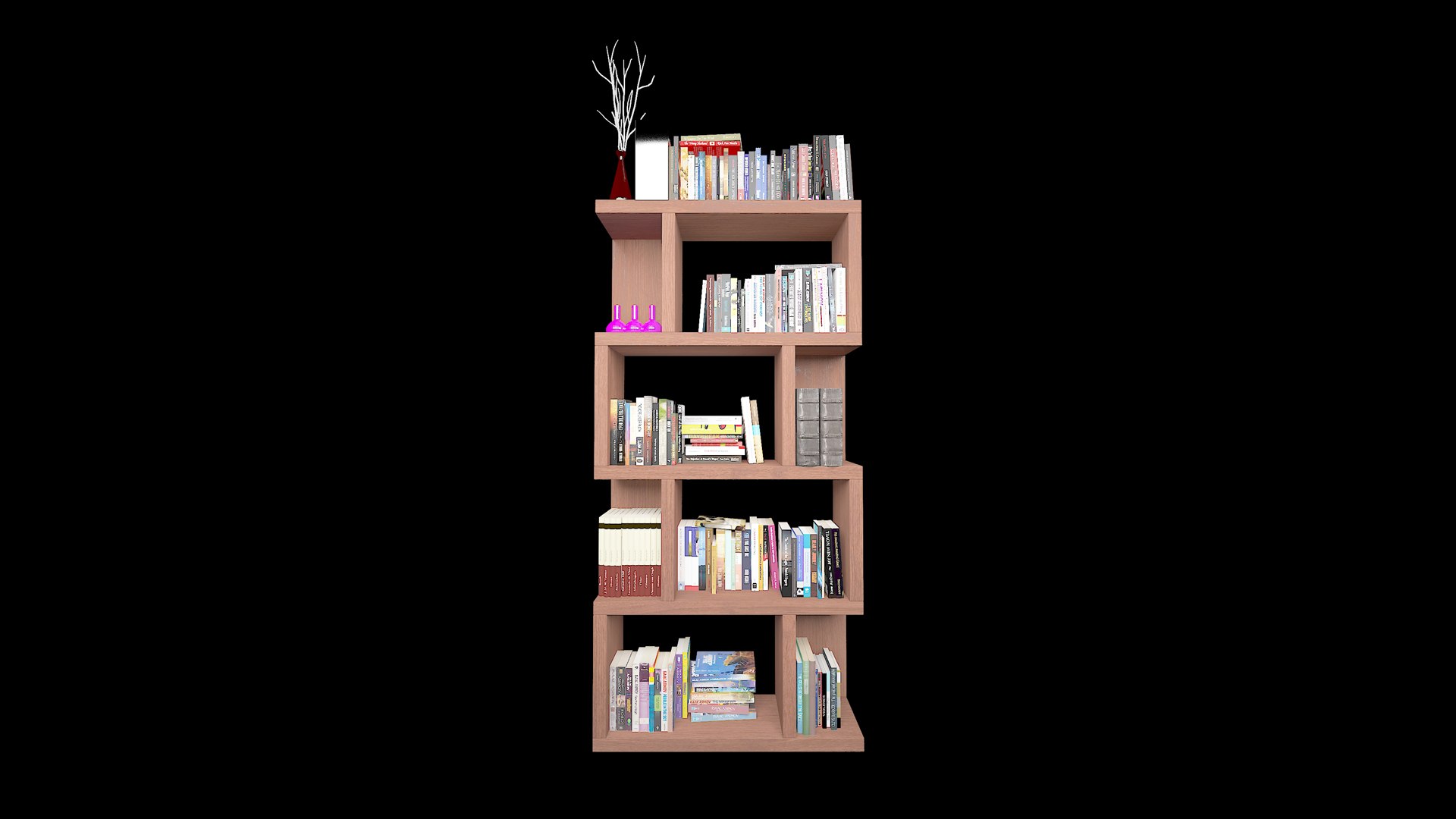3D Bookshelf slider boxes 2 with books model - TurboSquid 2051650