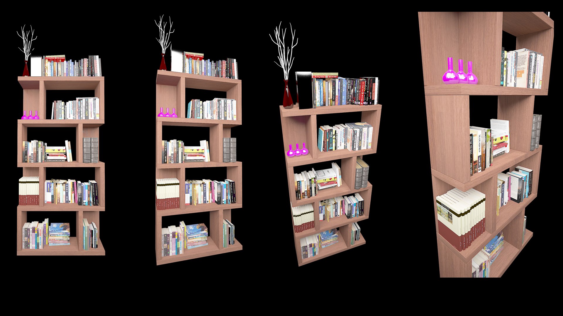 3D Bookshelf slider boxes 2 with books model - TurboSquid 2051650