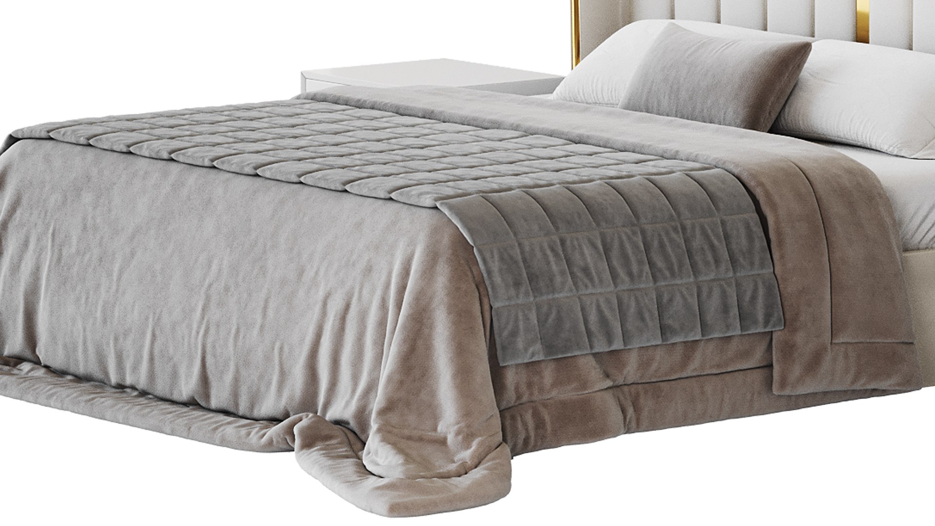 Modern Beige King Size Bed Model - TurboSquid 2228775