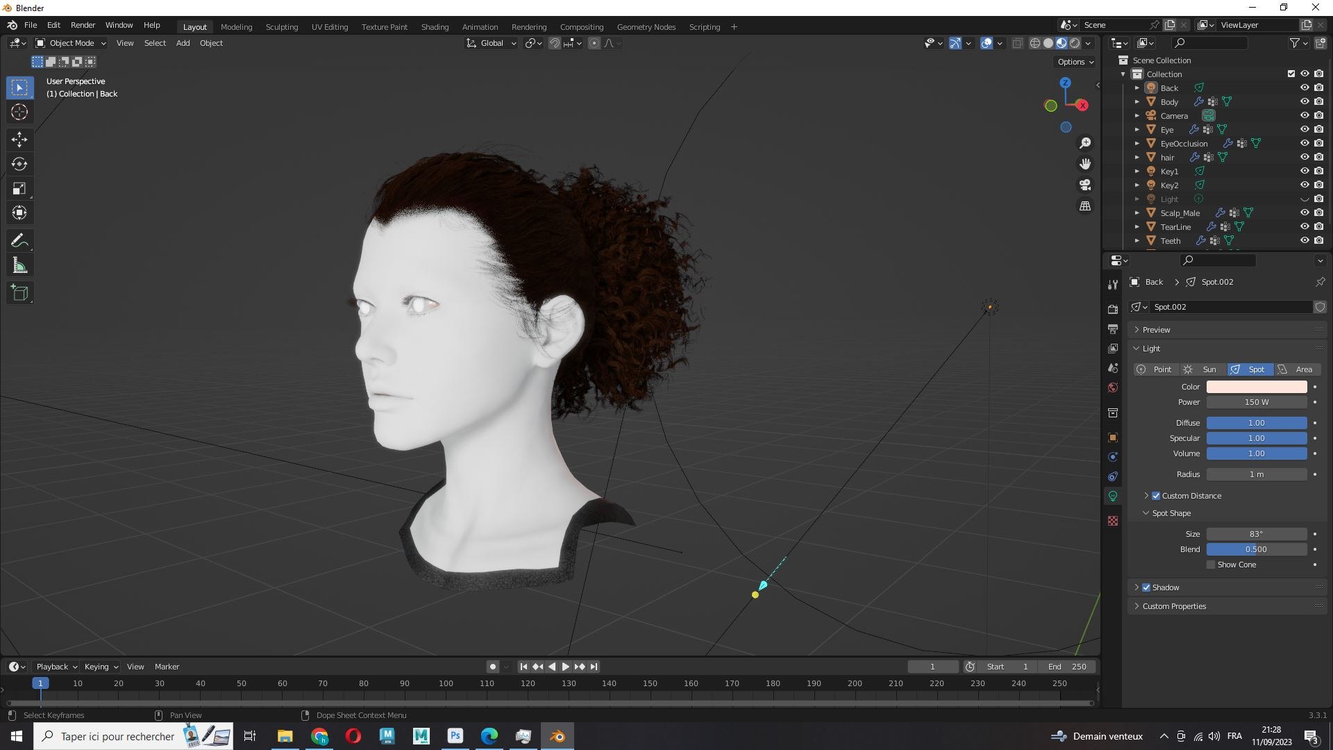 Realistic Curly Ponytail Hair model - TurboSquid 2133375