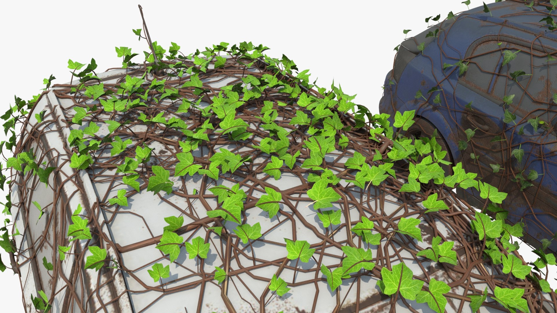 3D 4K Realistic Low Poly Abandoned Car With Ivy - TurboSquid 2144448