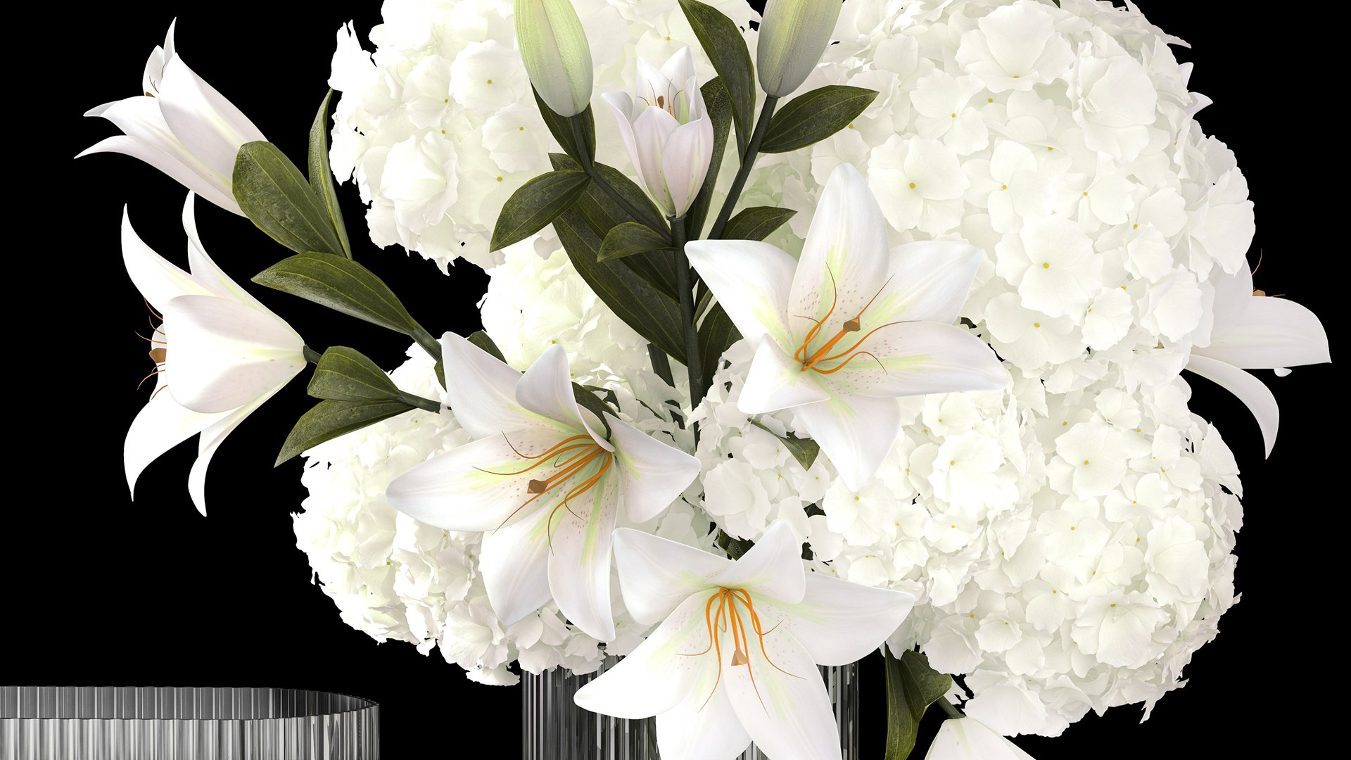 Solemn Bouquet Of White Flowers Hydrangea Lilies 364 Model - TurboSquid ...