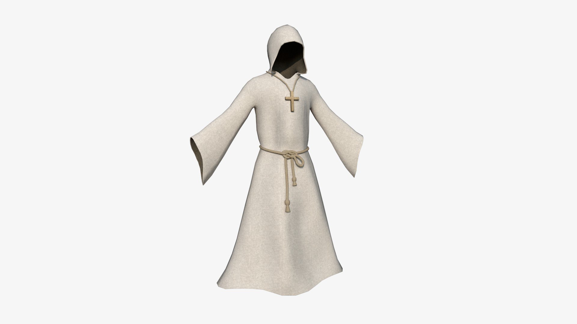 Priest Outfit A09 Full White - Character Clothing Design 3D Model ...
