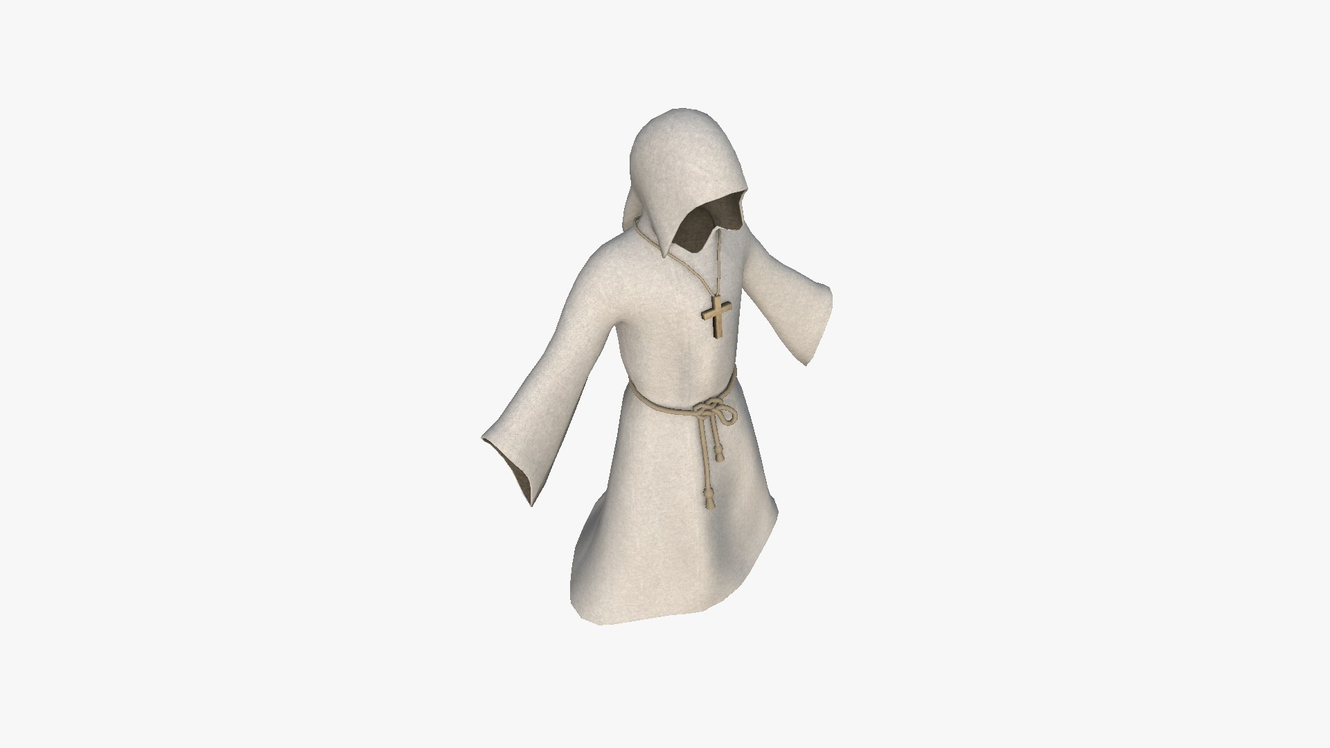 Priest Outfit A09 Full White - Character Clothing Design 3D Model ...