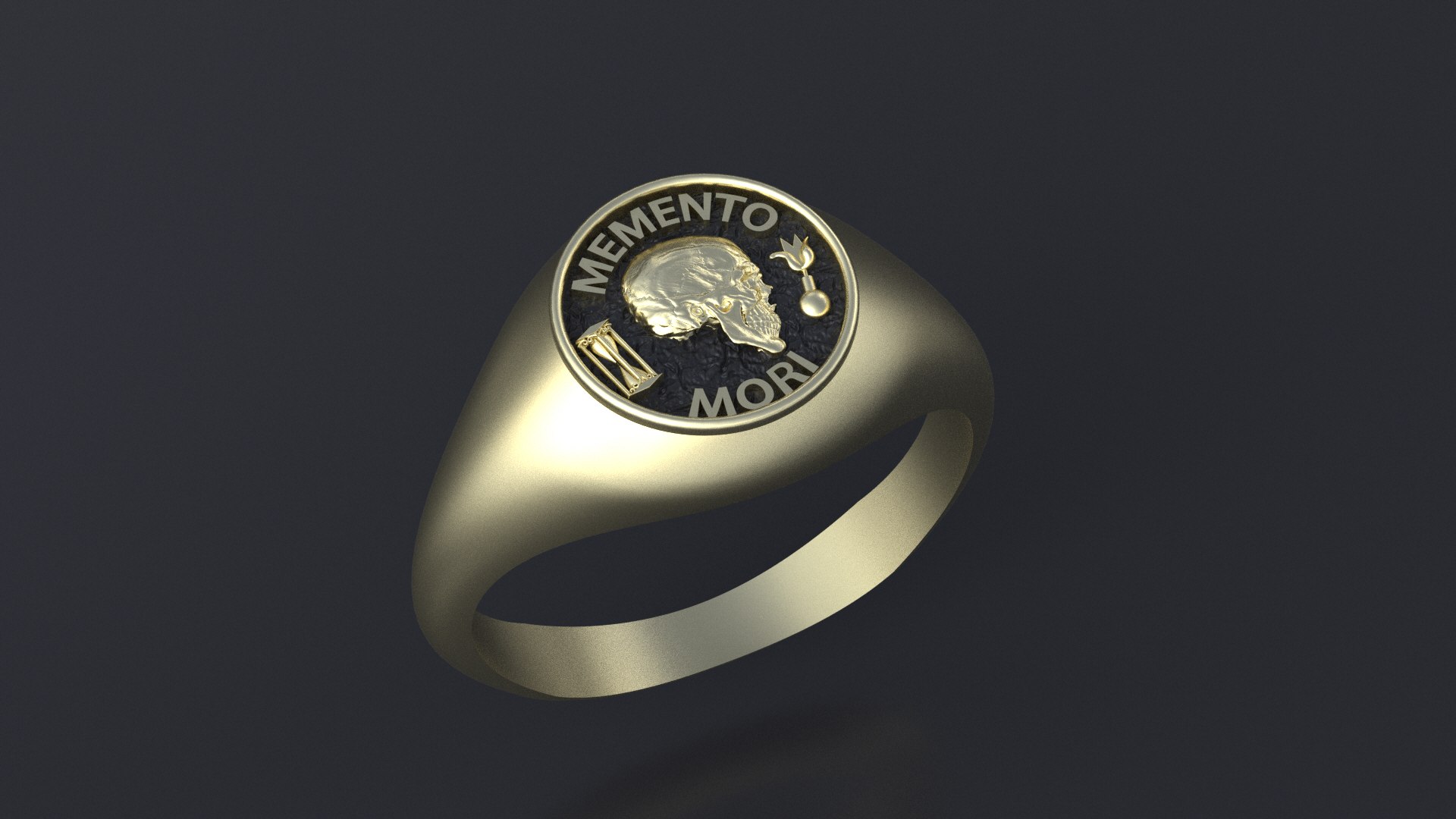 3D Men Ring With The Ancient Symbols MOMENTO MORI Cnc Model Or 3D ...