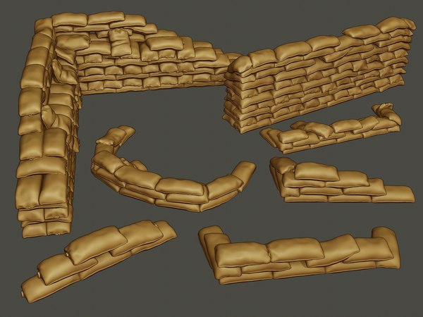 c4d sandbags barricade