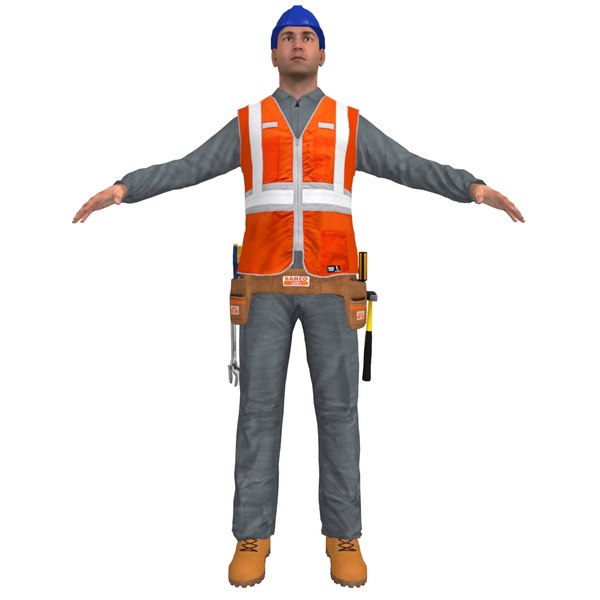 rigged worker lods s 3d max